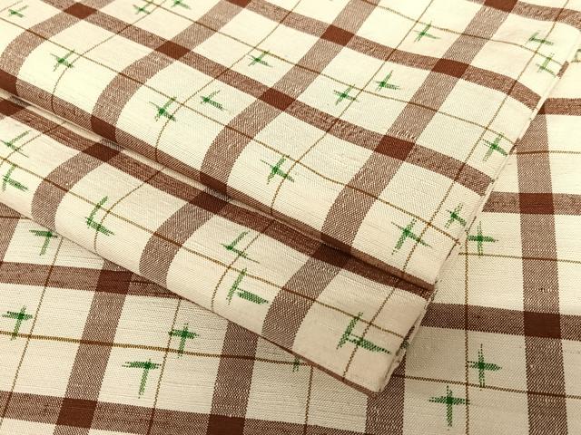 平和屋着物●上質な紬　格子　正絹　逸品　AAAU8352zg