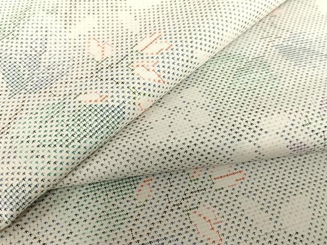 平和屋着物●本場大島紬　白大島　9マルキ　枝花文　正絹　逸品　AAAU8389zg