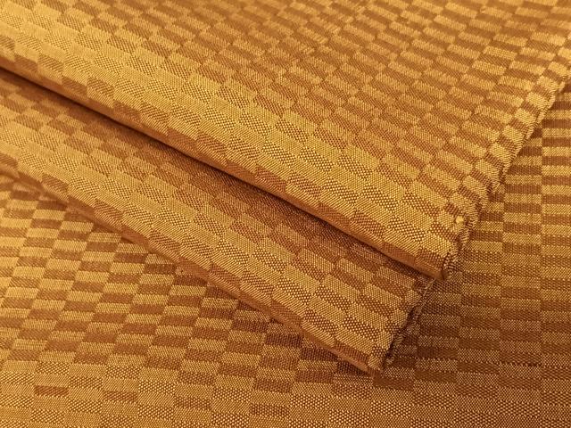 平和屋着物●山下八百子　本場黄八丈　市松綾織　正絹　逸品　AAAU8392zg
