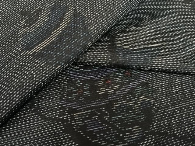 平和屋着物●本場大島紬　鈴　黒地　正絹　逸品　AAAU8439zg