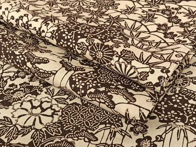 平和屋着物●上質な小紋　紬地　型染め　松竹梅　正絹　逸品　AAAU8479zg