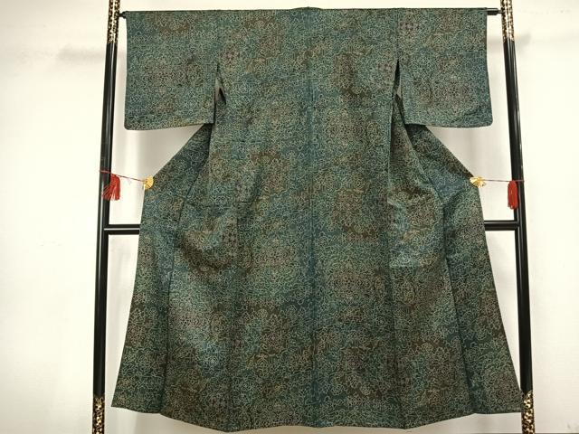 平和屋着物▽上質な小紋　単衣　草花文　正絹　逸品　AAAU8485fy 平和屋着物▽上質な小紋 単衣 草花文 正絹 逸品 AAAU8485fy