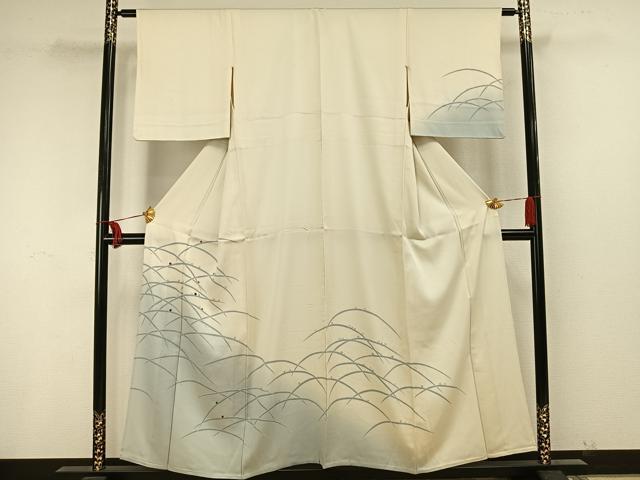 平和屋着物▽訪問着　単衣　刺繍　露芝文　正絹　逸品　AAAU8512fy