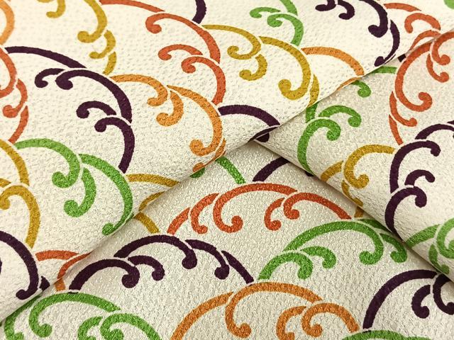 平和屋着物▽上質な小紋　単衣　青海波　正絹　逸品　AAAU8539fy