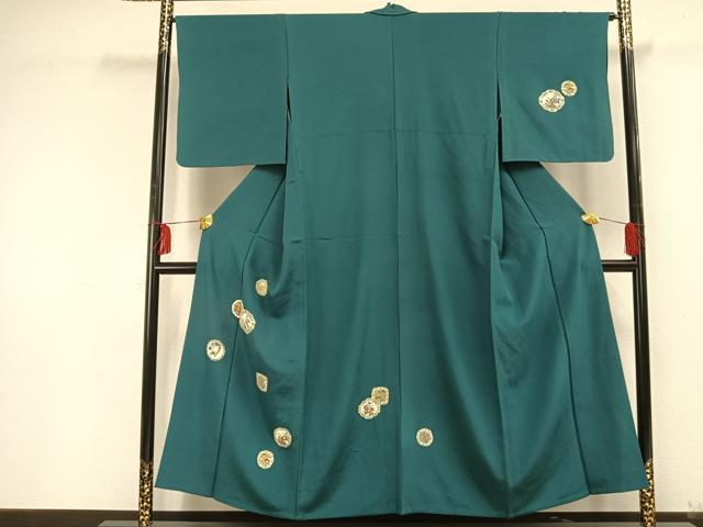 平和屋着物▽訪問着　単衣　友禅　花丸文　正絹　逸品　AAAU8540fy