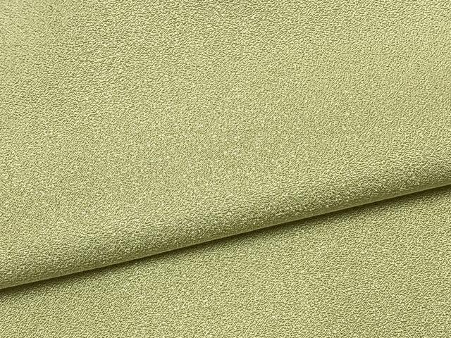 平和屋着物▽上質な色無地 単衣 若葉色 銀通し地 正絹