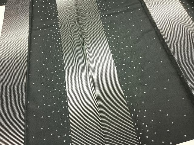 平和屋着物▽小紋 単衣 横縞 洗える着物 AAAU8556fy 小紋