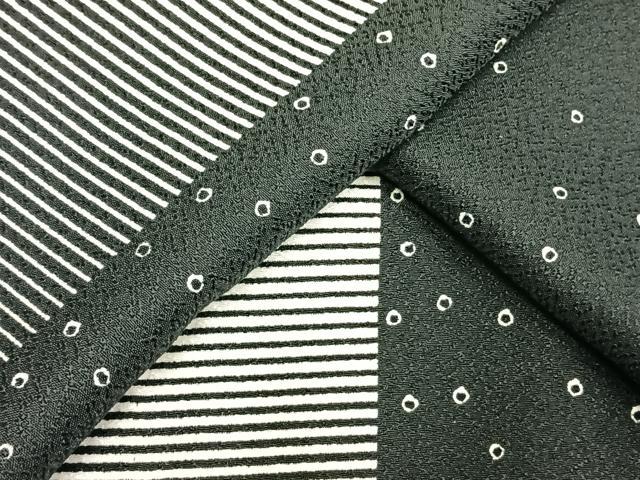 平和屋着物▽小紋 単衣 横縞 洗える着物 AAAU8556fy 小紋