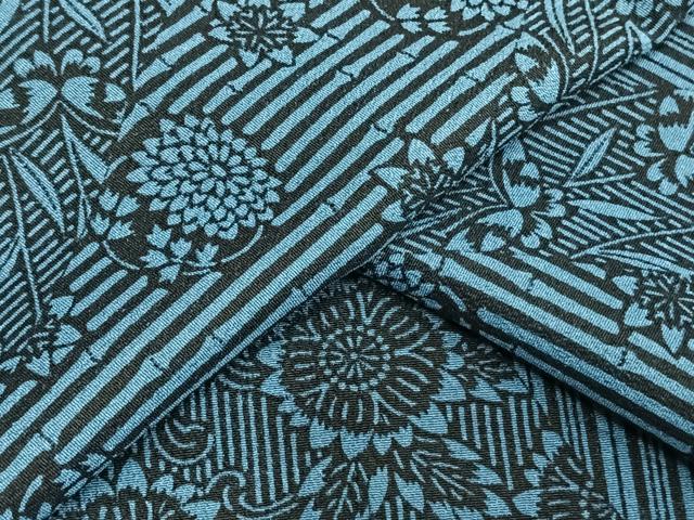 平和屋着物▽小紋　単衣　花蝶文　洗える着物　AAAU8577fy