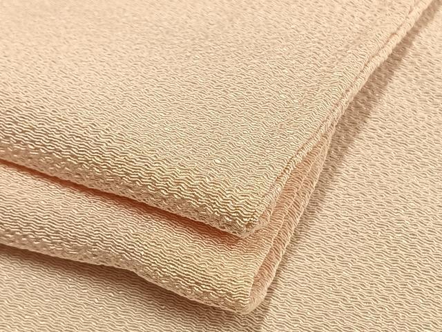 平和屋着物▽上質な色無地　単衣　薄卵色　鬼しぼ縮緬　正絹　逸品　AAAU8585fy