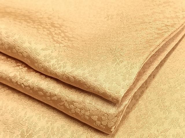 平和屋着物▽上質な色無地　単衣　花尽くし　飴色　正絹　逸品　AAAU8587fy