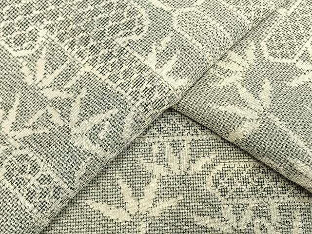 平和屋着物▽本場大島紬　薩摩結城　単衣　エ霞笹竹文　正絹　逸品　AAAU8602fy