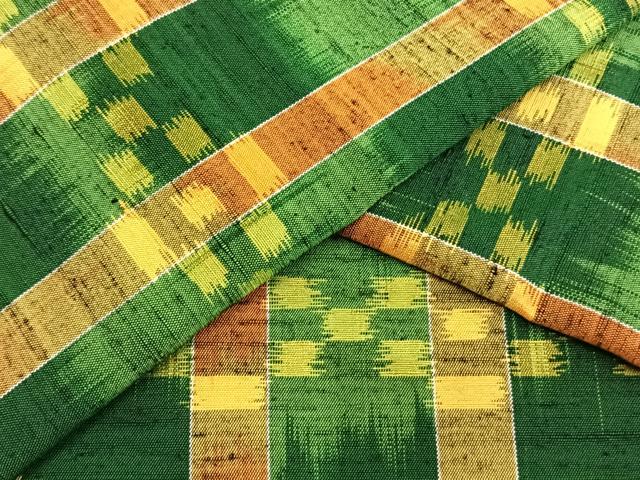 平和屋着物▽上質な紬　単衣　琉球絣　正絹　逸品　AAAU8611fy