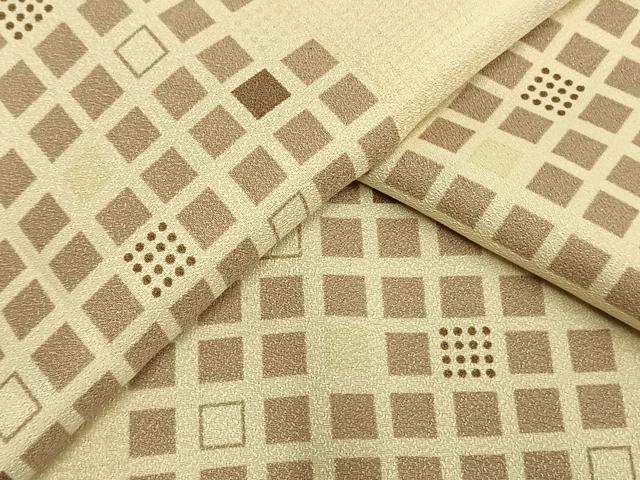 平和屋着物▽小紋　単衣　市松文様　洗える着物　AAAU8625fy