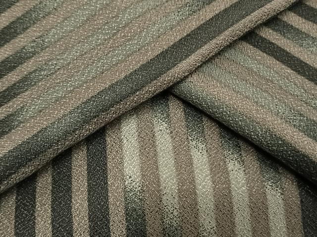 平和屋着物▽小紋　単衣　縞　黒地　洗える着物　AAAU8640fy