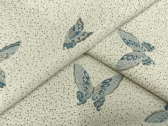 平和屋着物▽小紋　単衣　舞蝶文　洗える着物　AAAU8641fy