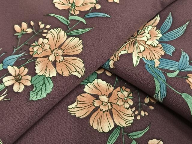 平和屋着物▽小紋　単衣　草花間道　洗える着物　AAAU8642fy