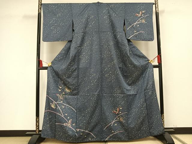 平和屋着物▽訪問着　単衣　舞蝶文　洗える着物　AAAU8645fy