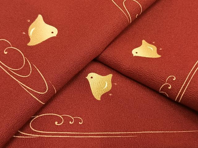 平和屋着物▽小紋　単衣　千鳥　洗える着物　AAAU8654fy