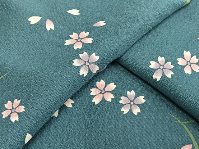 平和屋着物▽小紋　単衣　舞桜文　洗える着物　未使用　AAAU8659fy