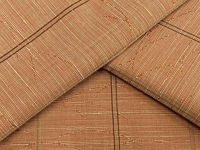 平和屋着物▽上質な紬　単衣　縞　正絹　逸品　AAAU8666fy