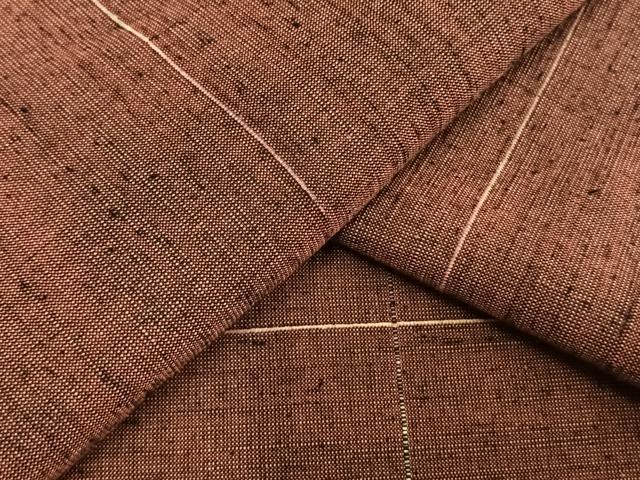 平和屋着物▽上質な紬　単衣　幾何学文様　正絹　逸品　AAAU8667fy