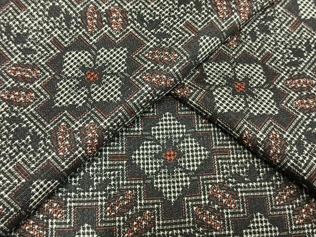 平和屋着物▽上質な紬　単衣　菱文　正絹　逸品　AAAU8668fy