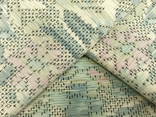 平和屋着物▽上質な紬　単衣　草花文　正絹　逸品　AAAU8671fy