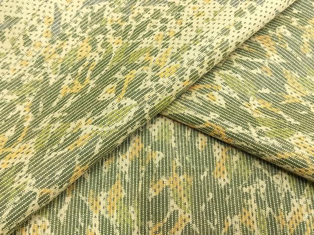 平和屋着物▽上質な紬　単衣　草花文　正絹　逸品　AAAU8674fy