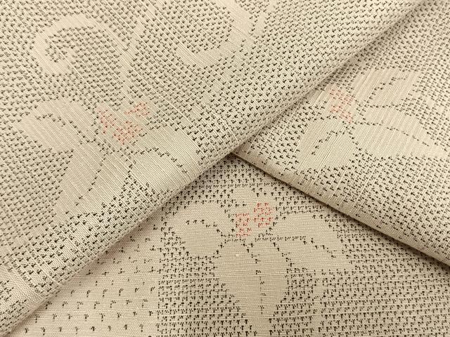 平和屋着物▽上質な紬　単衣　唐草文　正絹　逸品　AAAU8677fy