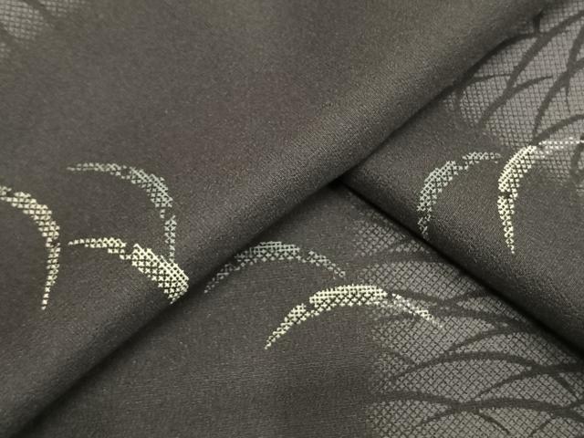 平和屋着物▽小紋　単衣　雪芝文　黒地　洗える着物　未使用　AAAU8683fy