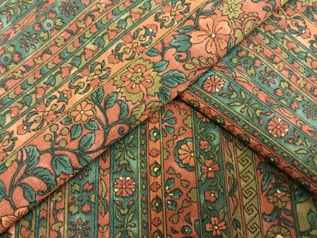 平和屋着物▽小紋　単衣　草花文　洗える着物　未使用　AAAU8693fy