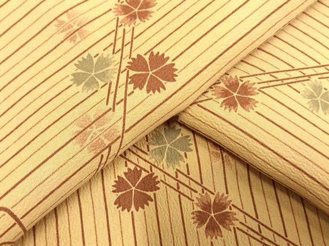 平和屋着物▽小紋　単衣　流水花文　洗える着物　AAAU8694fy