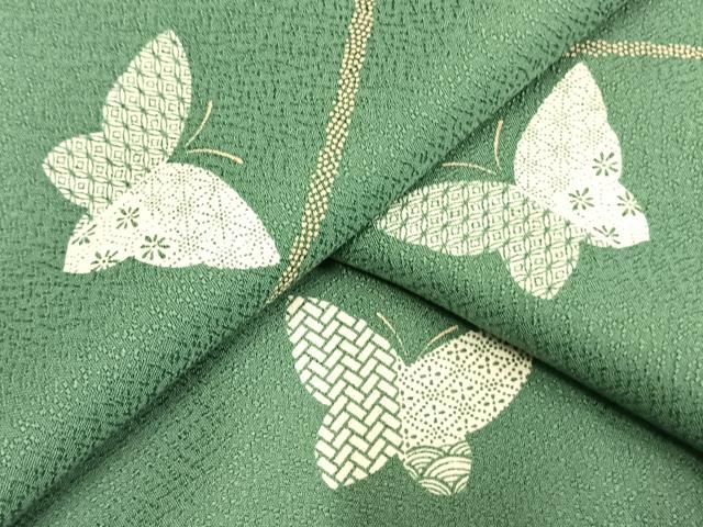 平和屋着物▽小紋　単衣　舞蝶文　洗える着物　AAAU8695fy