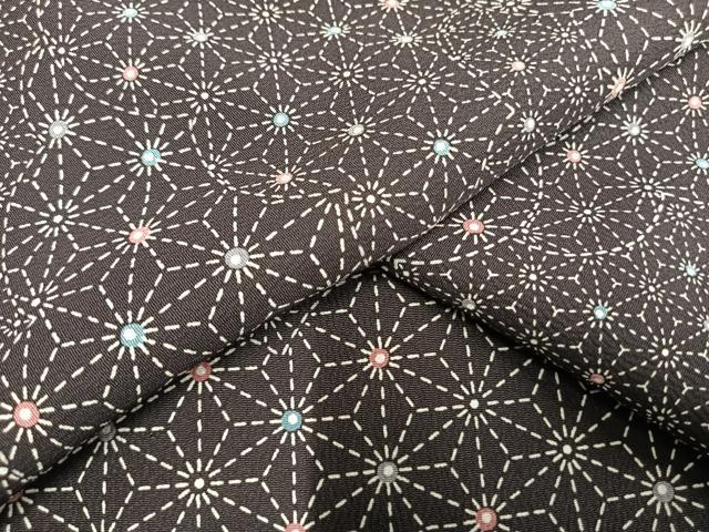 平和屋着物▽小紋　単衣　麻の葉文様　洗える着物　AAAU8697fy