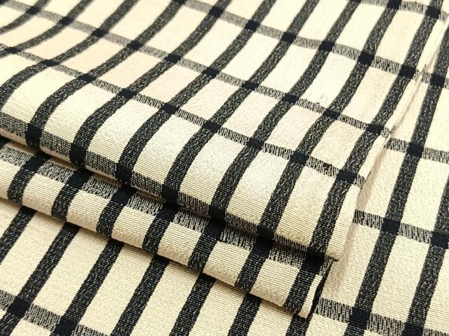 平和屋着物▽上質な小紋　単衣　格子　正絹　逸品　AAAU8704fy