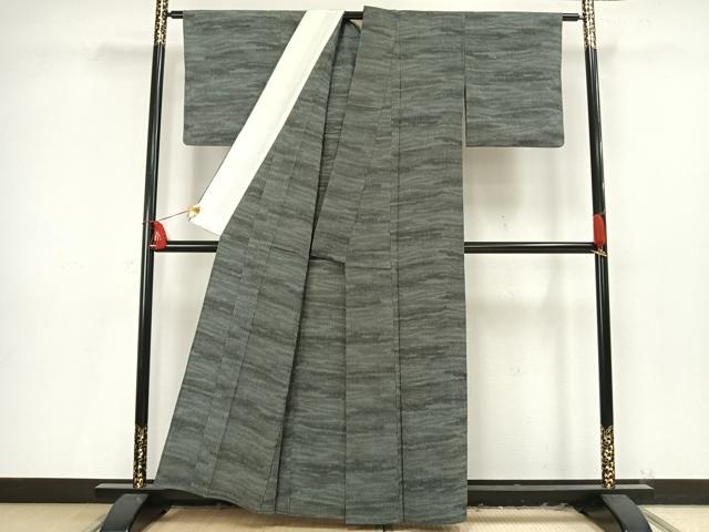 平和屋着物▽白鷹お召 単衣 霞文 正絹 逸品 AAAV2581fy