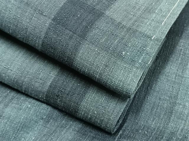 平和屋着物▽上質な紬　単衣　格子　正絹　逸品　未使用　AAAV2610fy