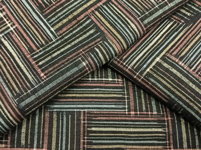 平和屋着物▽上質な紬　単衣　網目文　ロング丈　正絹　逸品　AAAV2614fy