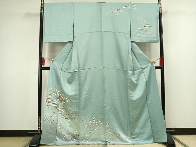 平和屋着物▽訪問着　単衣　友禅　風景草花文　正絹　逸品　AAAV2626fy