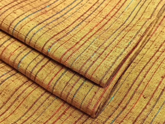 平和屋着物▽上質な紬　単衣　縞　正絹　逸品　AAAV2632fy