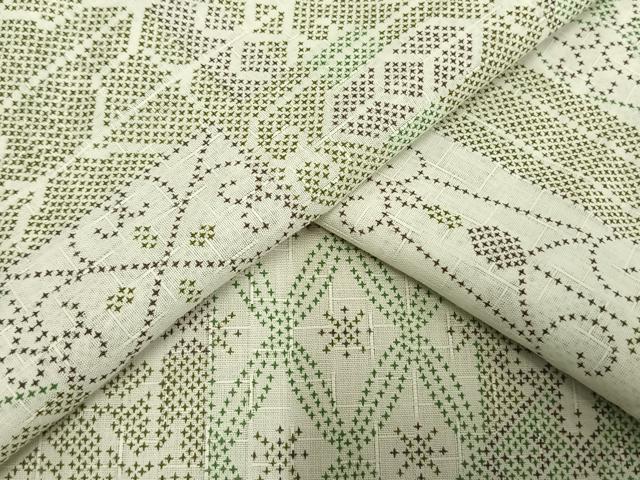 平和屋着物▽小紋　単衣　幾何学吉祥文　洗える着物　AAAV2651fy