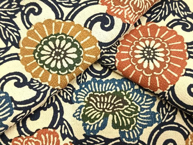 平和屋着物▽上質な小紋　単衣　型染め　花唐草文　正絹　逸品　AAAV2657fy