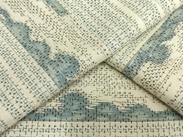 平和屋着物▽上質な紬　単衣　霞文　正絹　逸品　AAAV2666fy