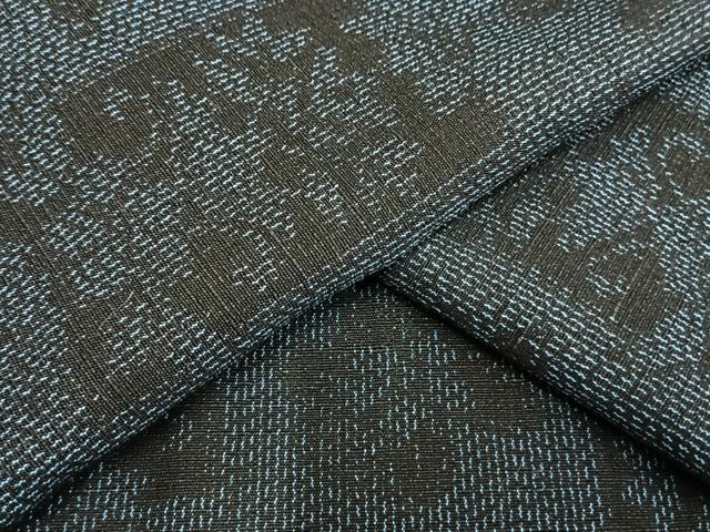 平和屋着物▽上質な紬 　単衣　 草花文　正絹　逸品　未使用　AAAV2684fy