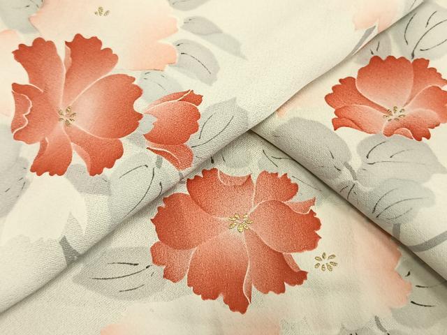 平和屋着物▽上質な小紋　単衣　枝花文　金彩　正絹　逸品　AAAV2702fy