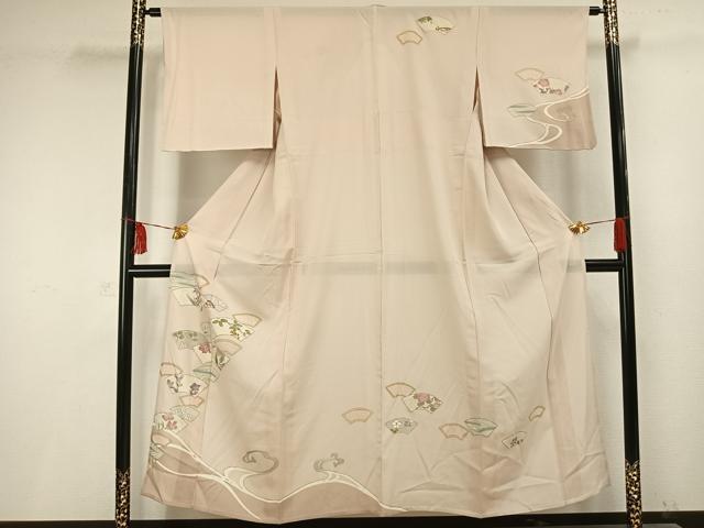 平和屋着物▽夏物　訪問着　単衣　地紙花文　金彩　正絹　逸品　AAAV2723fy