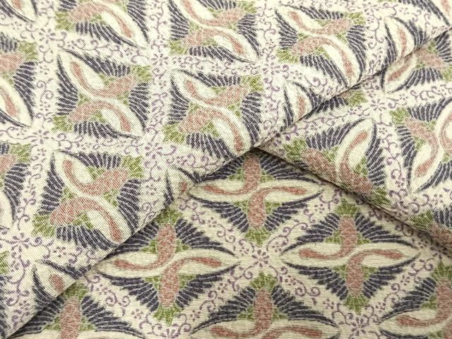 平和屋着物▽上質な小紋　単衣　向かい鶴菱文　正絹　逸品　AAAV2729fy