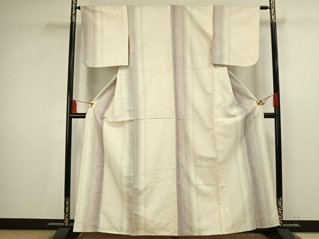平和屋着物▽上質な紬　単衣　縞　正絹　逸品　AAAV2741fy