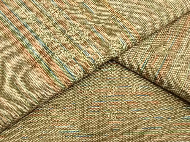 平和屋着物▽上質な紬　単衣　横段文　正絹　逸品　AAAV2781fy